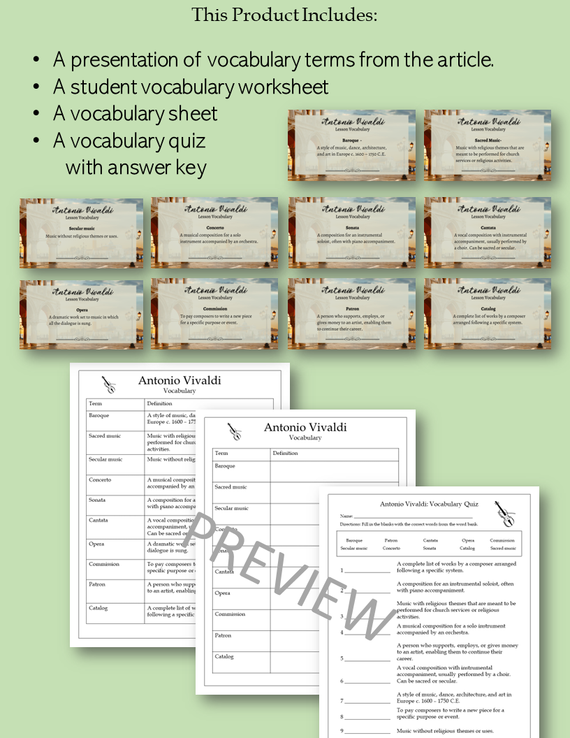 ANTONIO VIVALDI HIS LIFE & CAREER a Middle School Music Lesson | Made ...