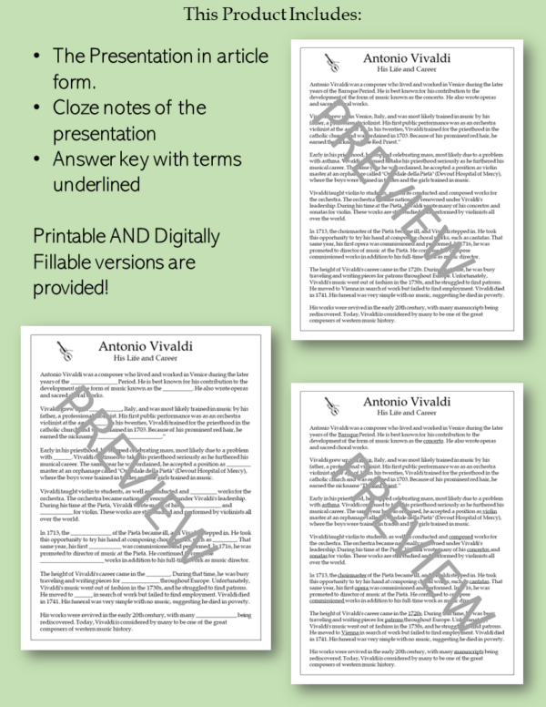 ANTONIO VIVALDI HIS LIFE & CAREER a Middle School Music Lesson | Made ...