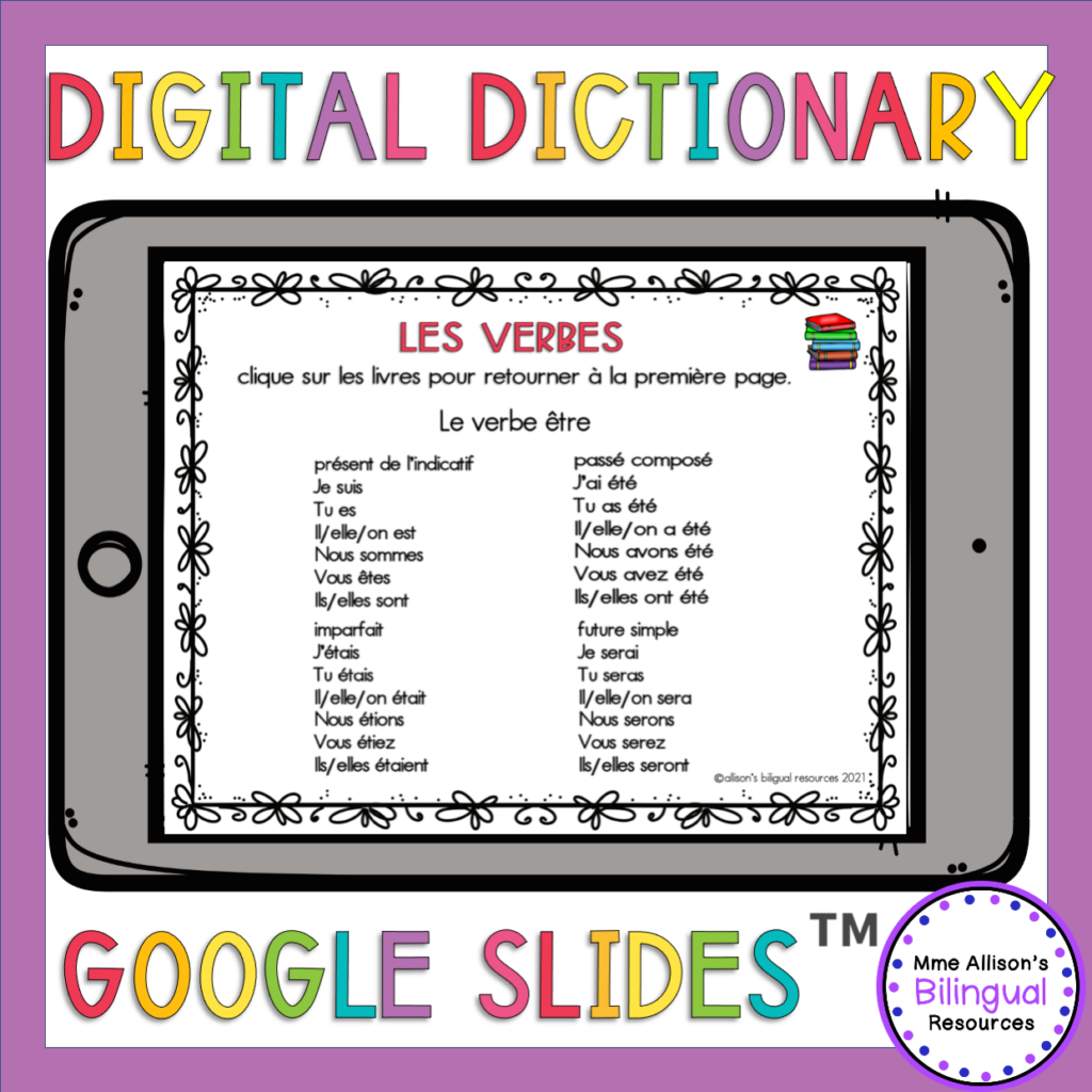 French English Digital Dictionary for Google Slides™ | Made By Teachers