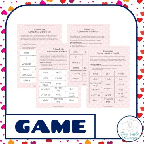 Valentine's Subordinate Conjunctions NO PREP Sentence Combining Game ...