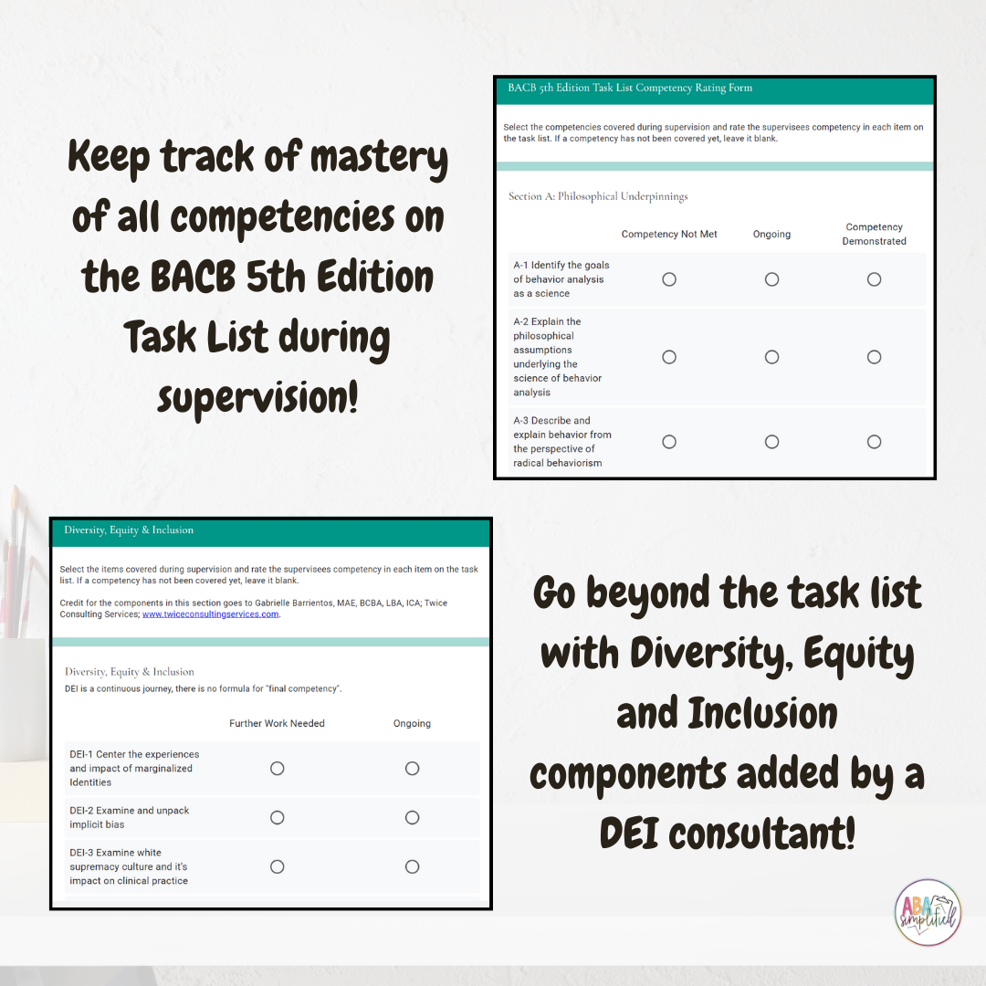 BCBA, BCaBA Experience Tracker Bundle | 5th Edition Task List | Made By ...