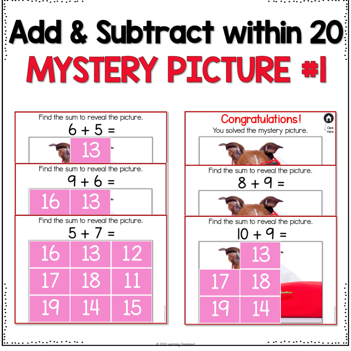 Addition & Subtraction Valentine's Day Mystery Picture Boom™ Cards ...