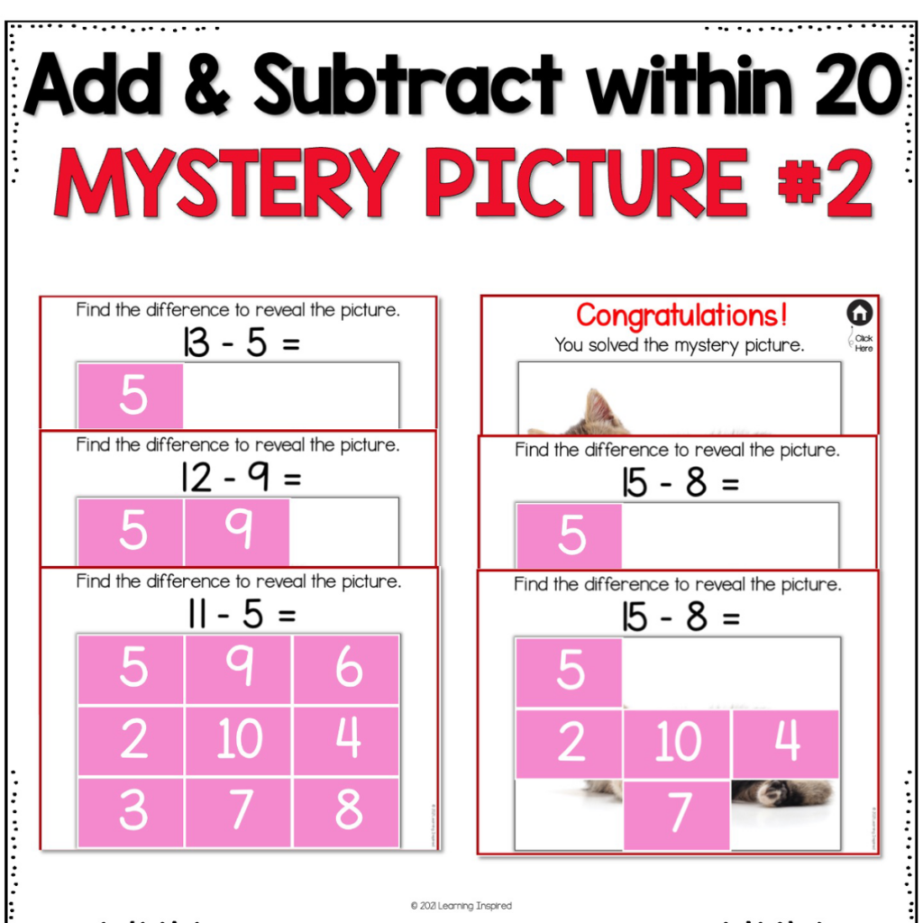 Addition & Subtraction Valentine's Day Mystery Picture Boom™ Cards ...