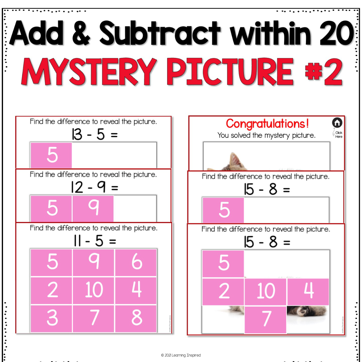 Addition & Subtraction Valentine's Day Mystery Picture Boom™ Cards ...
