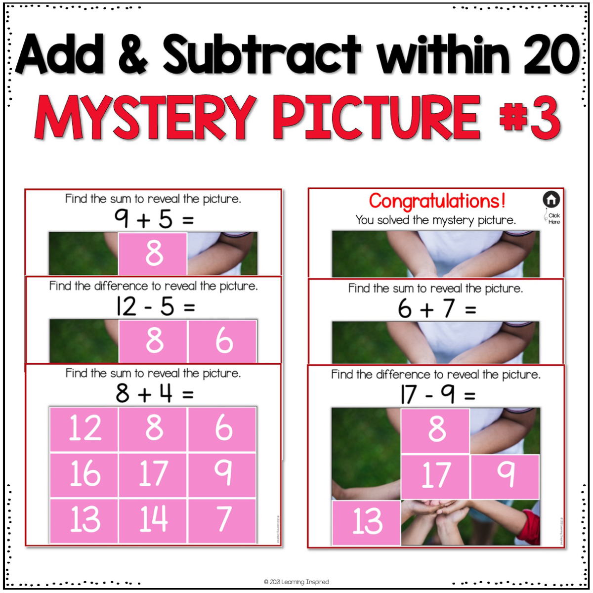 Addition & Subtraction Valentine's Day Mystery Picture Boom™ Cards ...