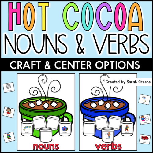 Hot Cocoa Nouns & Verbs Sort (craft and center options) | Made By Teachers