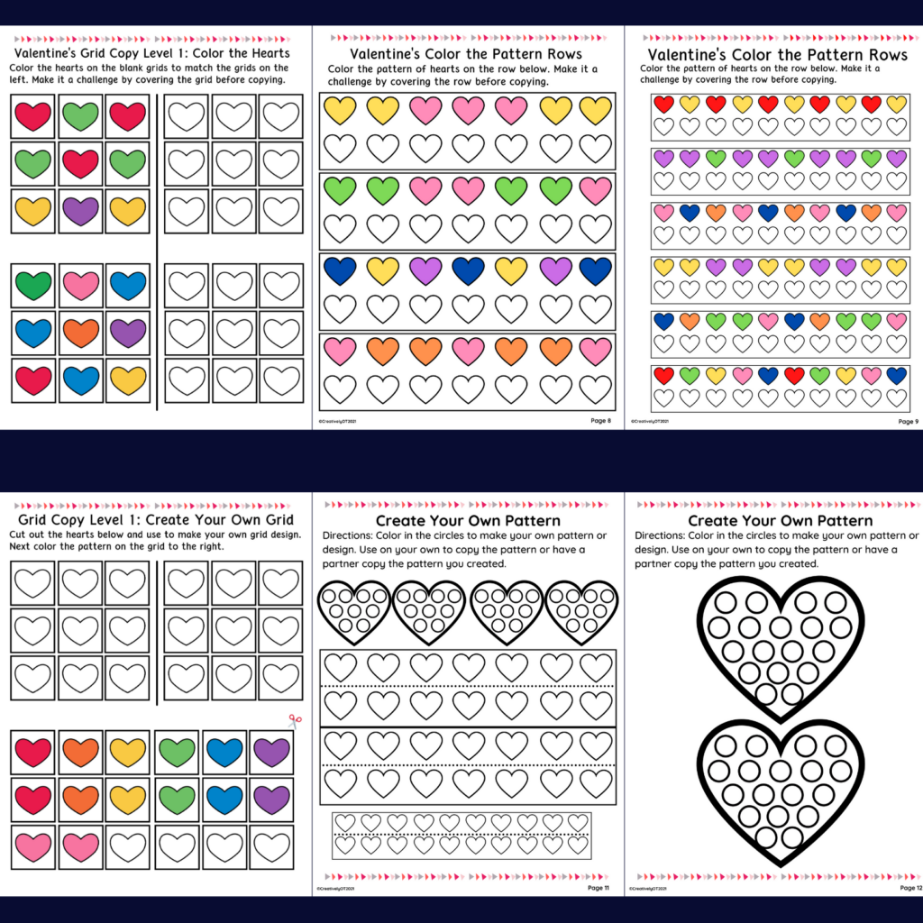 Valentine's Day Color the Pattern Visual Perceptual Worksheets | Made ...