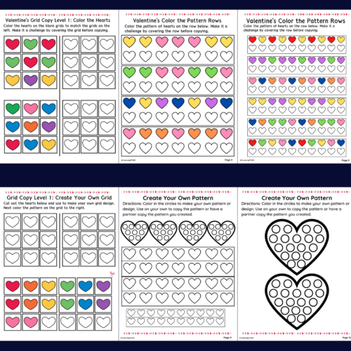 Valentine's Day Color the Pattern Visual Perceptual Worksheets | Made ...