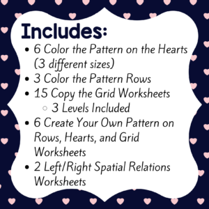 Valentine's Day Color the Pattern Visual Perceptual Worksheets | Made ...
