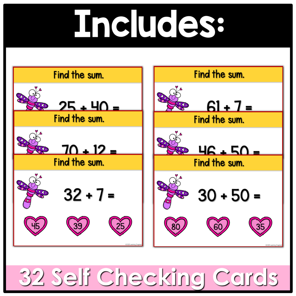 Addition Within 100 Valentine's Themed Boom™ Cards | Made By Teachers