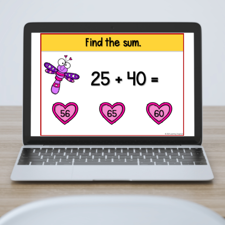 Addition Within 100 Valentine's Themed Boom™ Cards | Made By Teachers