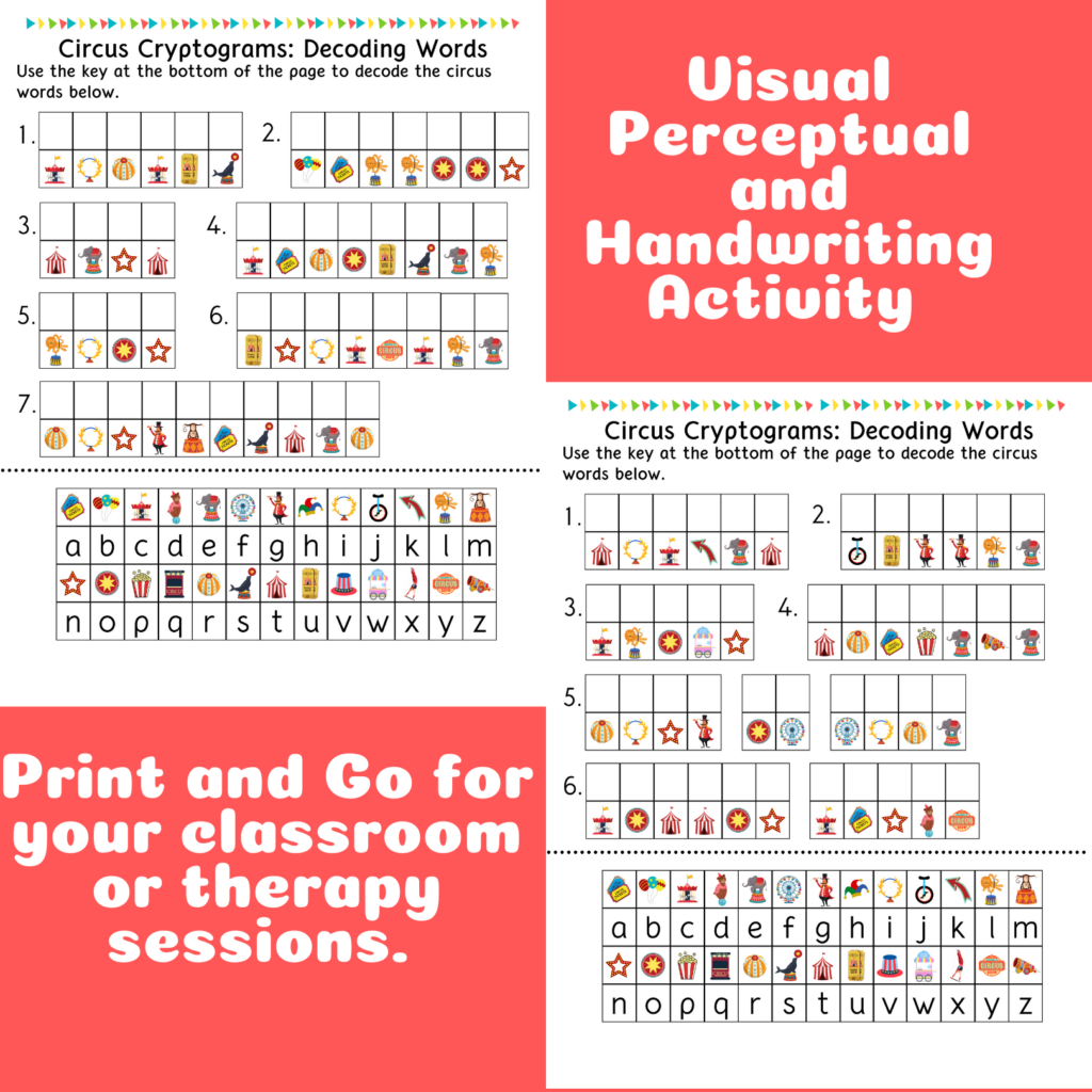 Circus and Carnival Cryptogram & Decoding Worksheets | Made By Teachers