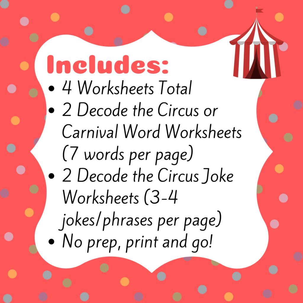 Circus and Carnival Cryptogram & Decoding Worksheets | Made By Teachers