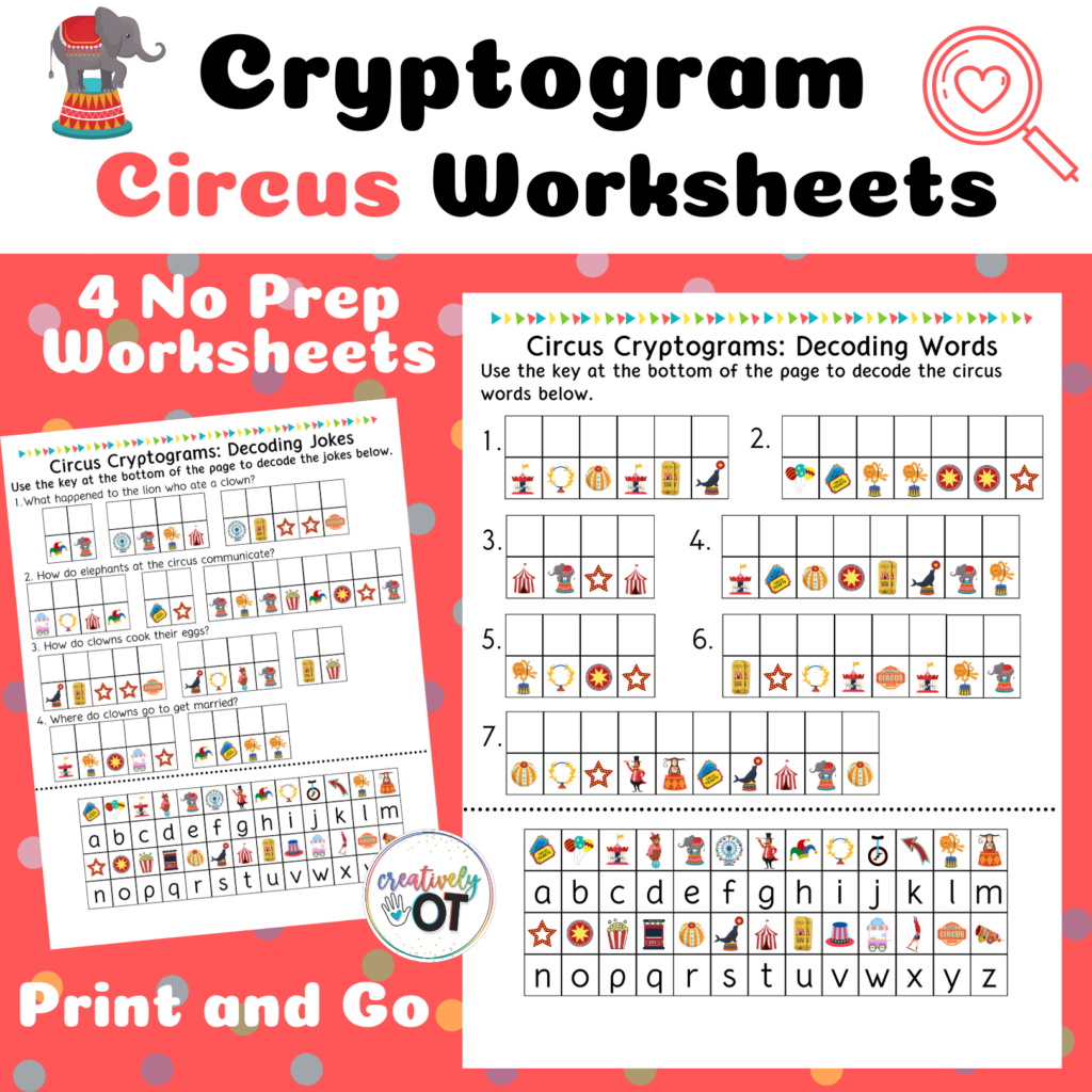 Circus and Carnival Cryptogram & Decoding Worksheets | Made By Teachers