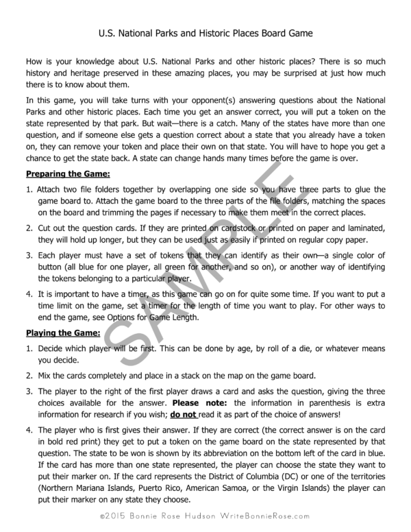 U.S. National Parks & Historic Places Board Game | Made By Teachers