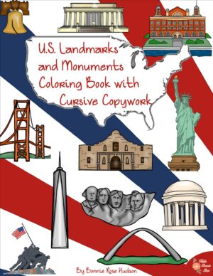 U.S. Landmarks and Monuments Coloring Book with Cursive Copywork | Made ...