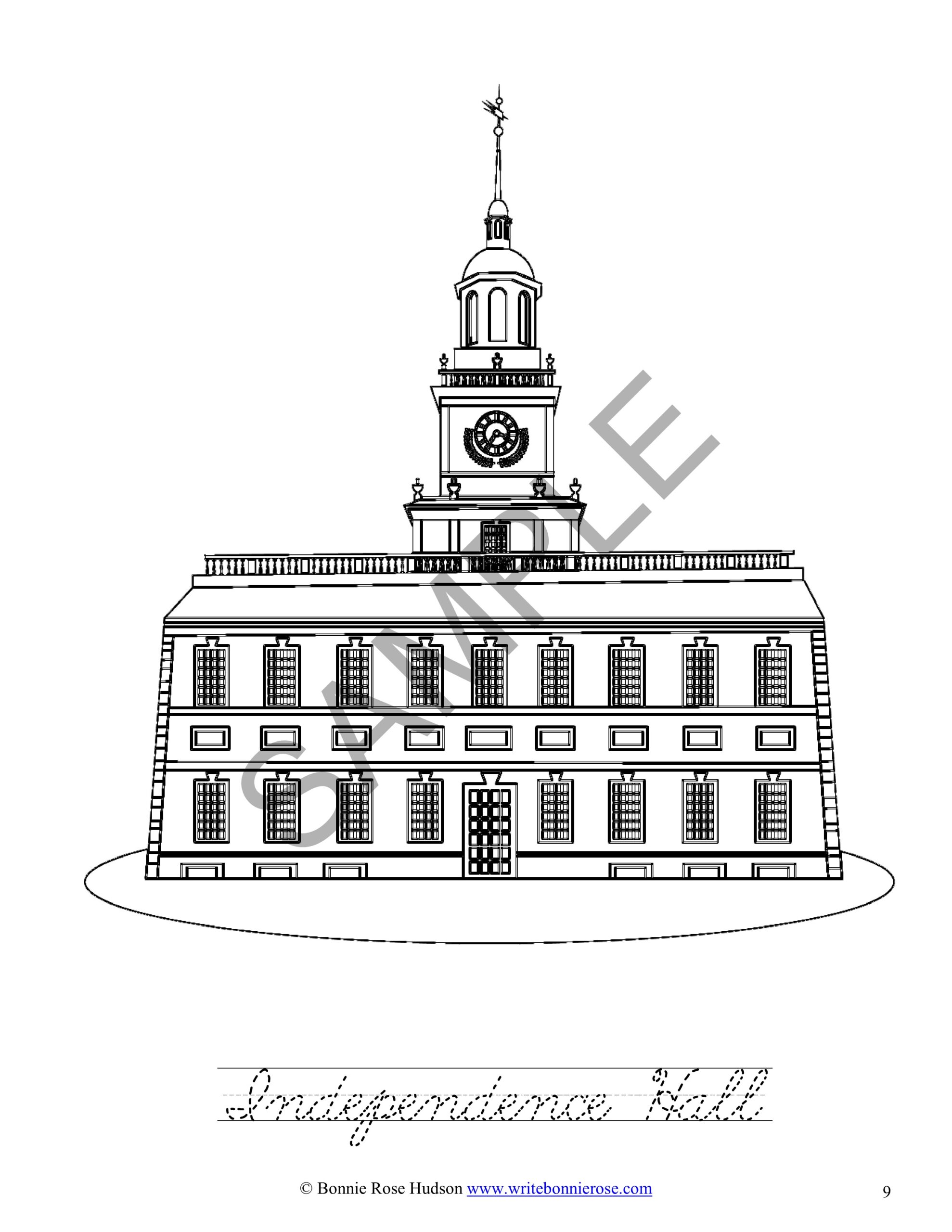 U.S. Landmarks and Monuments Coloring Book with Cursive Copywork | Made ...