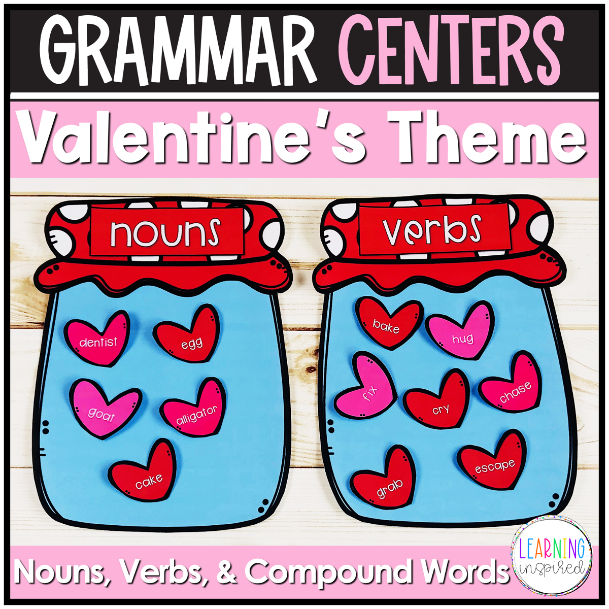 Nouns, Verbs, and Compound Words Centers Valentine's Edition | Made By ...