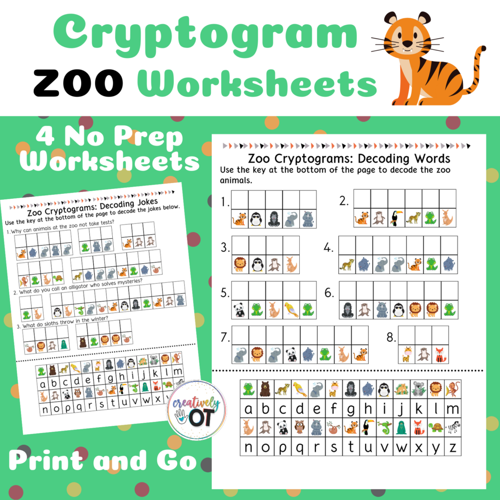 Zoo Cryptogram and Decoding Worksheets | Made By Teachers