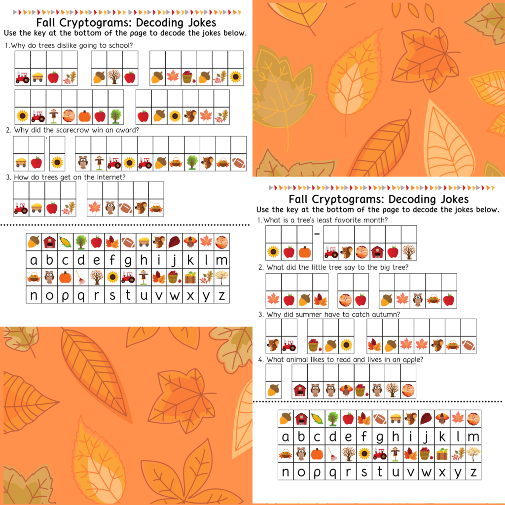 Fall Cryptogram and Decoding Worksheets | Made By Teachers