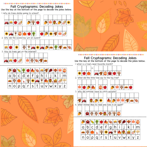 Fall Cryptogram and Decoding Worksheets | Made By Teachers