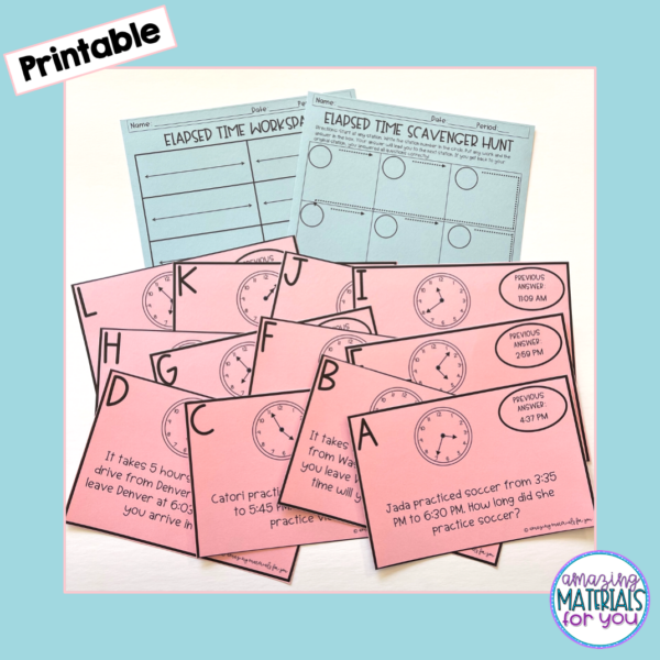 Elapsed Time Scavenger Hunt | Made By Teachers