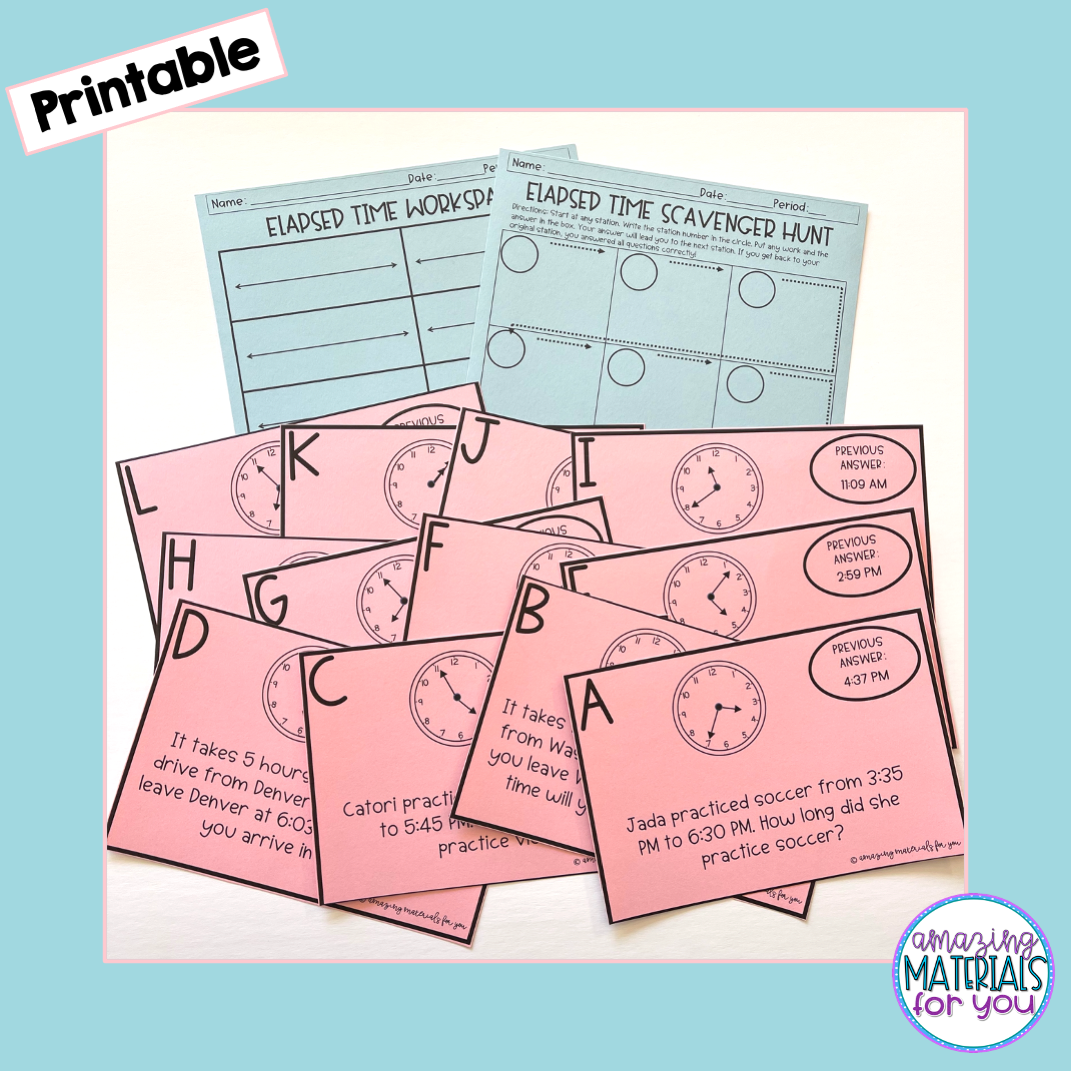 Elapsed Time Scavenger Hunt | Made By Teachers
