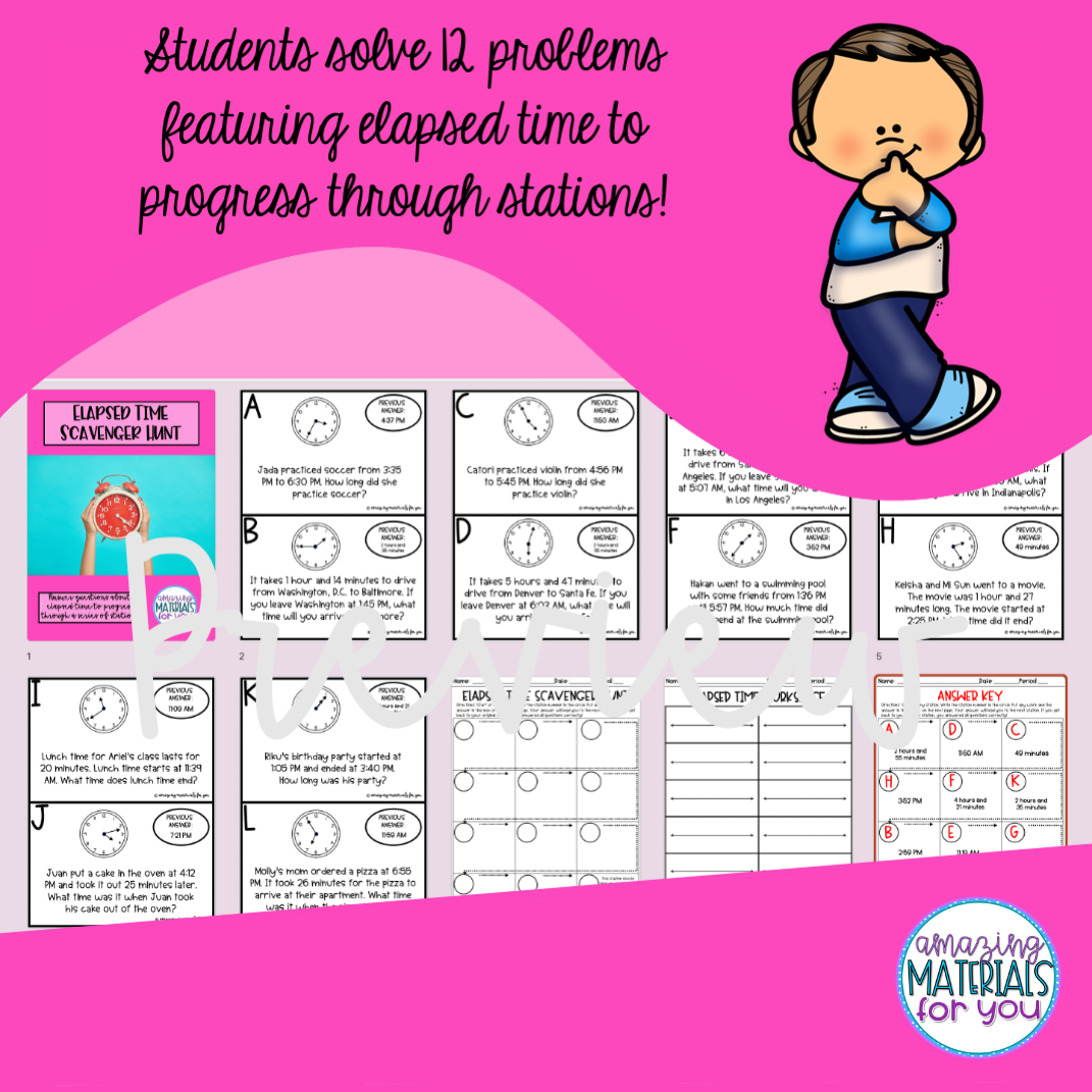 Elapsed Time Scavenger Hunt | Made By Teachers