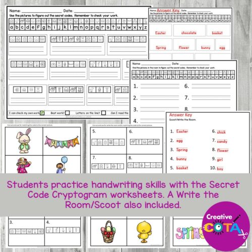 Easter Handwriting Secret Code Worksheets and Cryptogram Activities ...