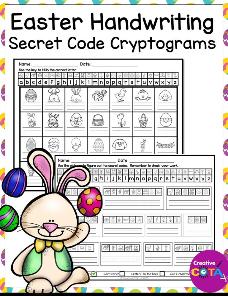 Easter Handwriting Secret Code Worksheets and Cryptogram Activities ...