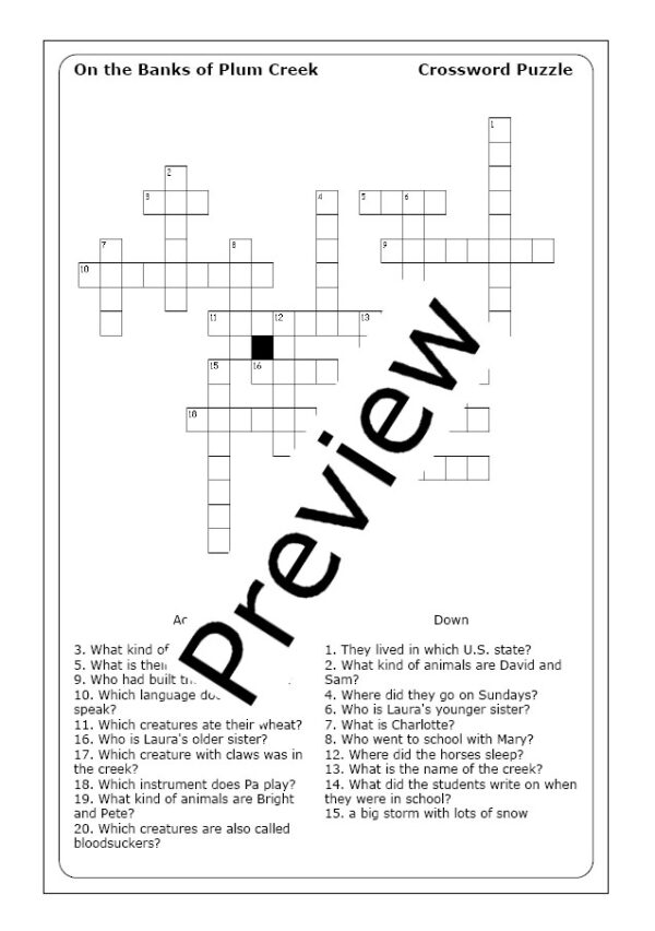 Laura Ingalls Wilder "On the Banks of Plum Creek" worksheets | Made By ...