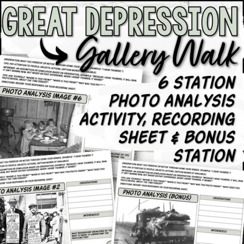 Great Depression Photo Analysis Gallery Walk | Made By Teachers