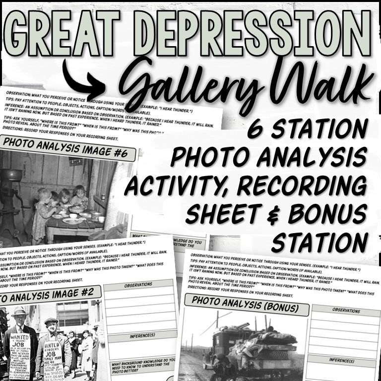Great Depression Photo Analysis Gallery Walk | Made By Teachers