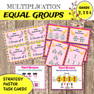 Equal Groups Multiplication Strategy, Poster & TASK CARDS - Spring Math ...