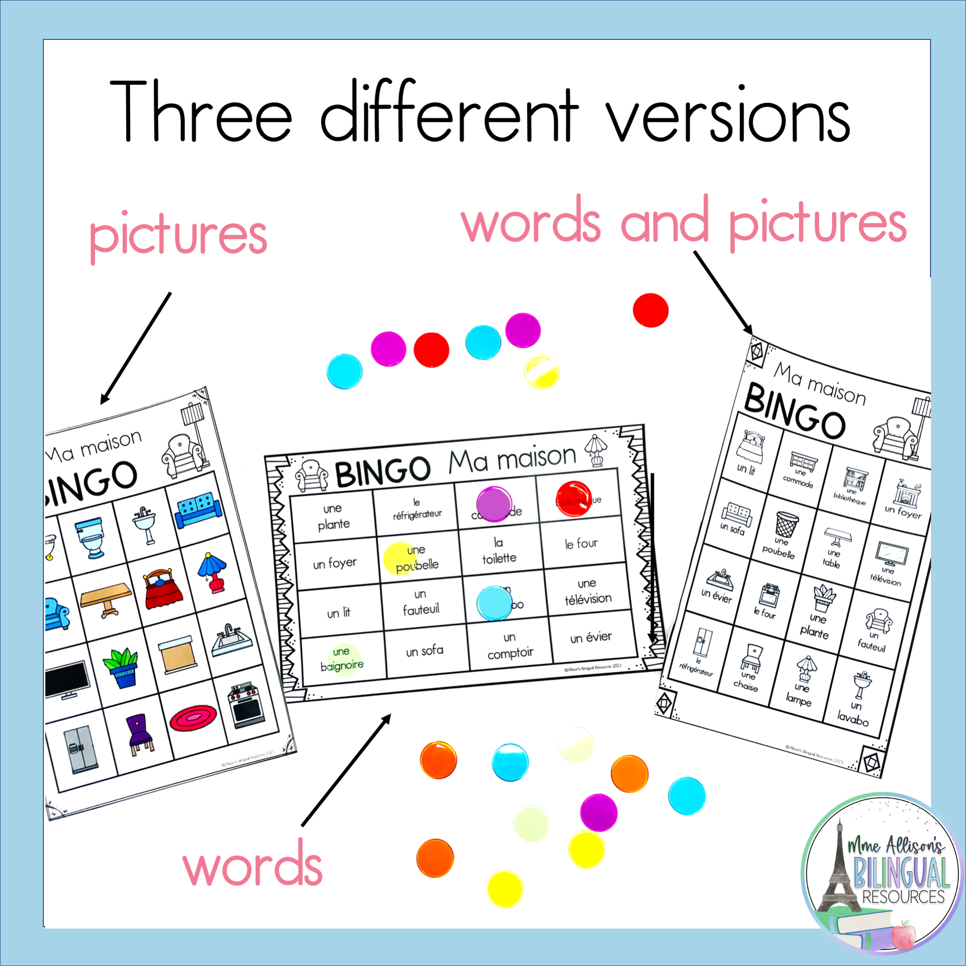 French house vocabulary bingo game JEU DE BINGO POUR Ma maison 36 ...