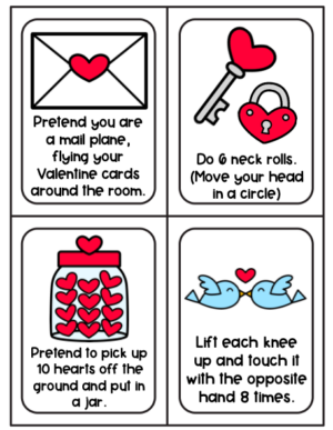Valentine's Day Brain Breaks | Large Motor Activities Cards | Made By ...