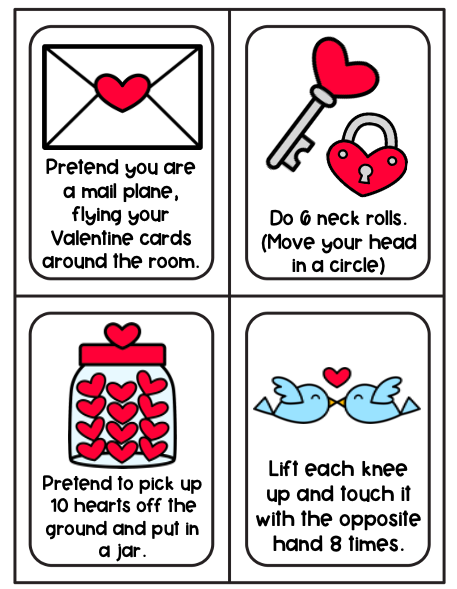 Valentine's Day Brain Breaks | Large Motor Activities Cards | Made By ...