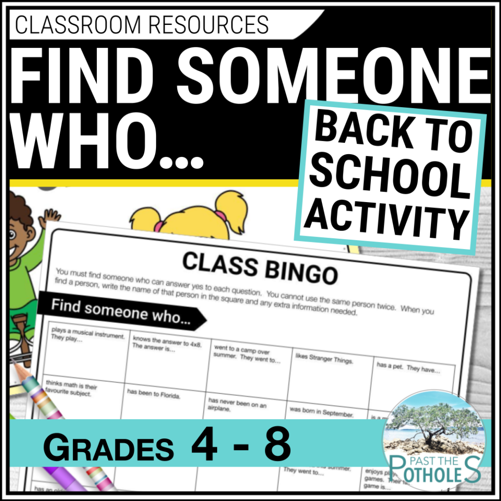 Back to School Activities: Find Someone Who Bingo - First Week of ...