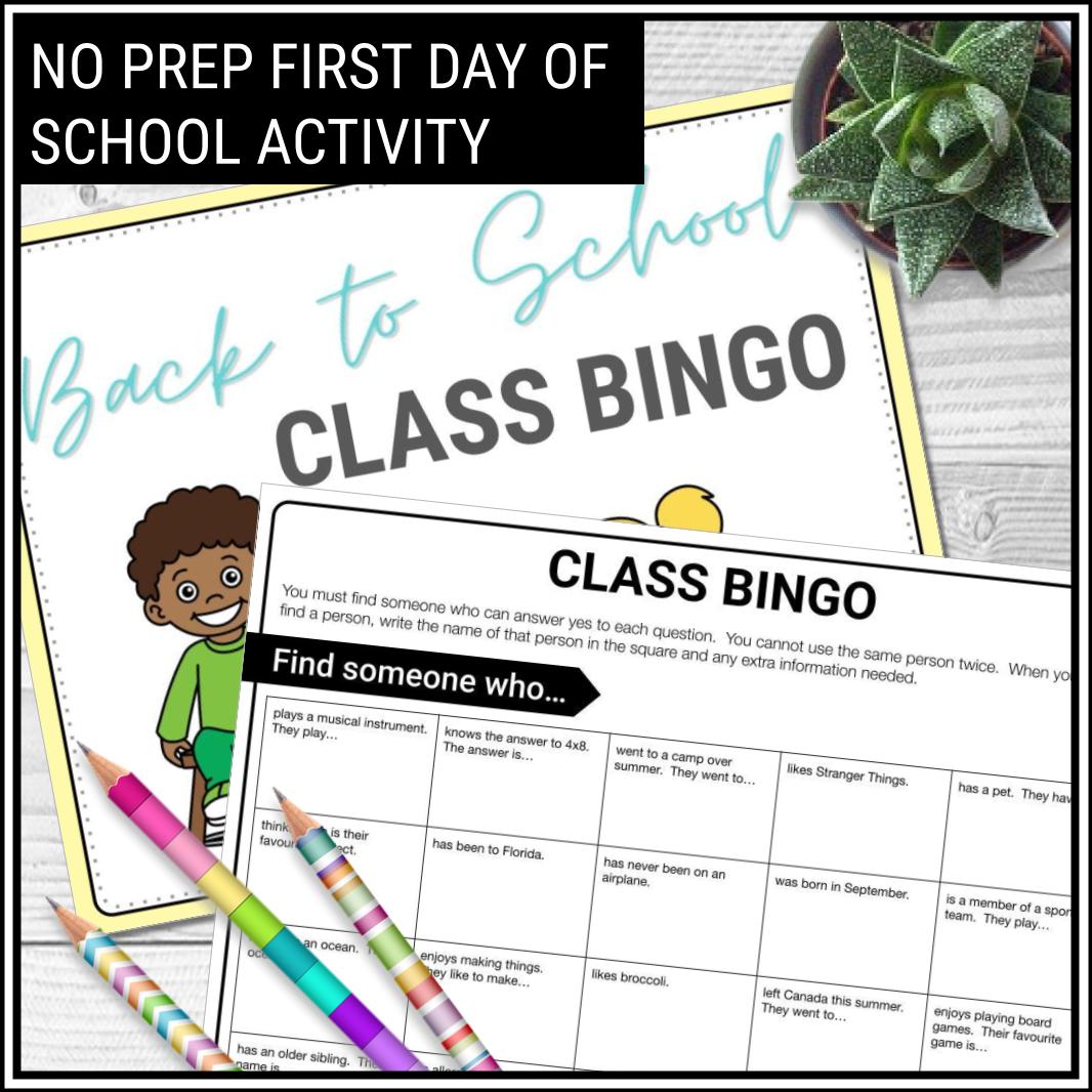 Back to School Activities: Find Someone Who Bingo - First Week of ...