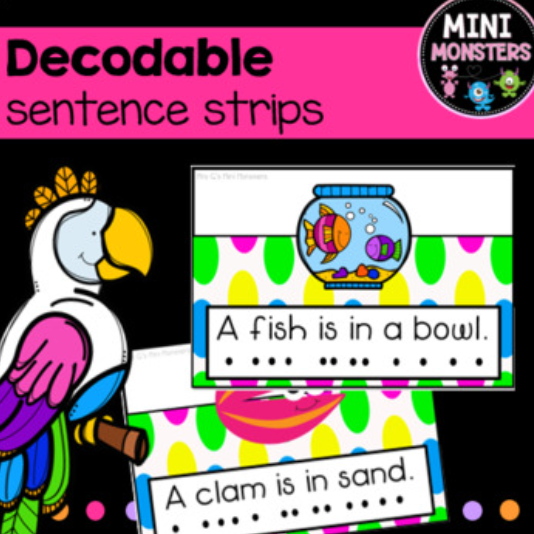 Decodable Sentence Strips with Vowels and CVC Words | Made By Teachers