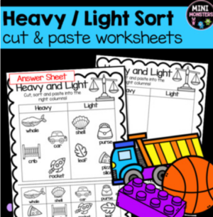 Heavy and Light Sorting Cut and Paste Worksheets | Made By Teachers