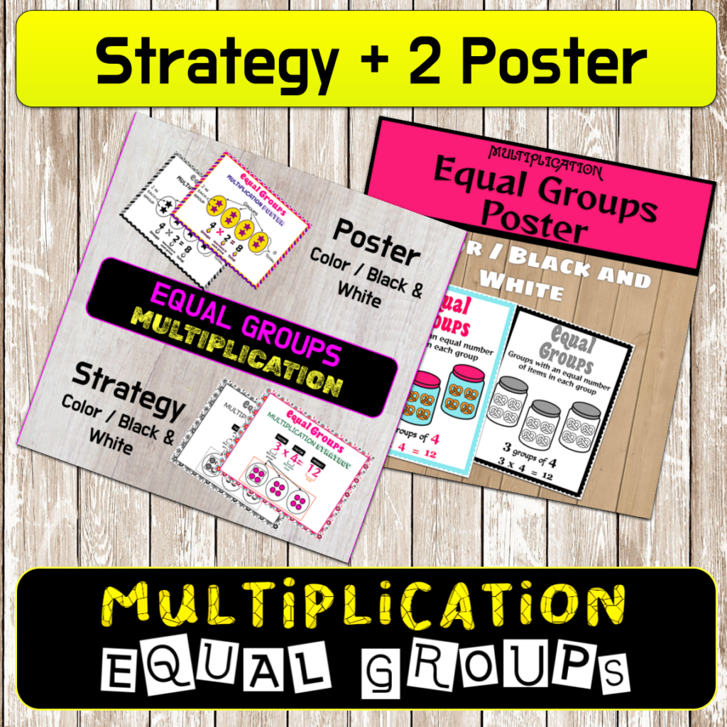 Equal Groups Multiplication Strategy, Worksheets, Task Cards & Poster ...