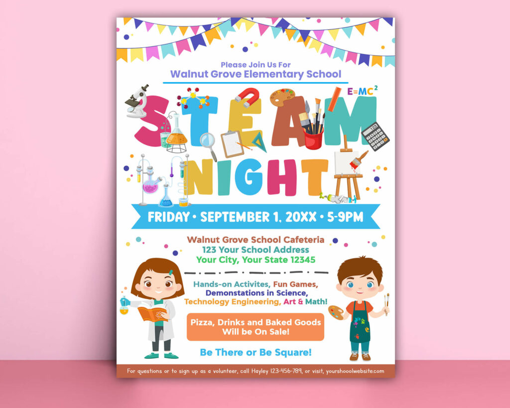 Editable Stream Night Flyer, STEAM Fundraiser Flyer Template | Made By ...