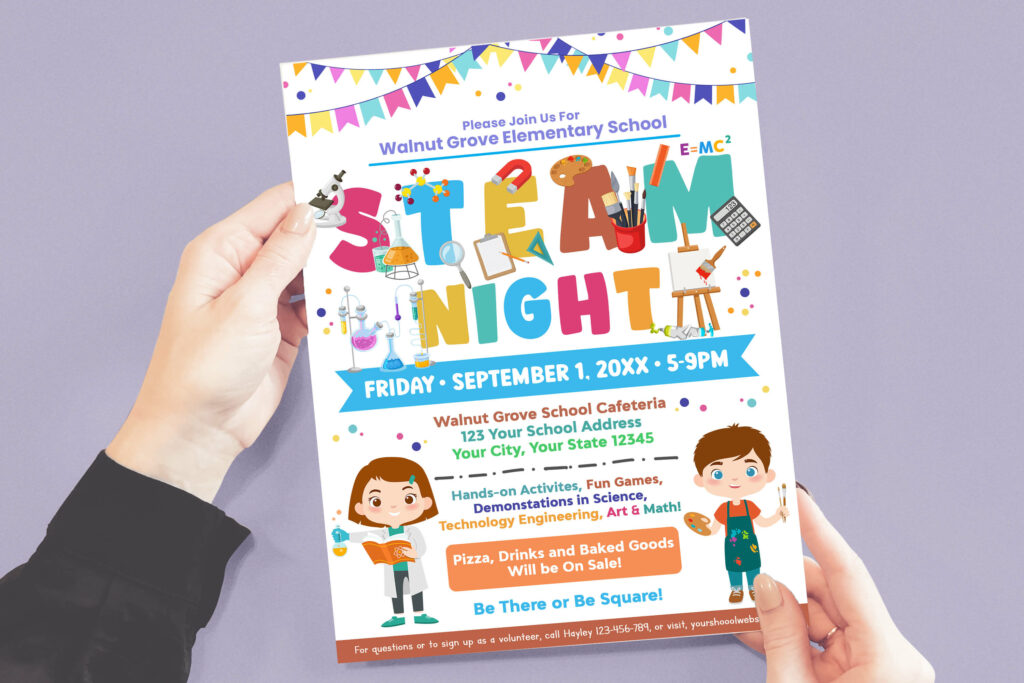 Editable Stream Night Flyer, STEAM Fundraiser Flyer Template | Made By ...