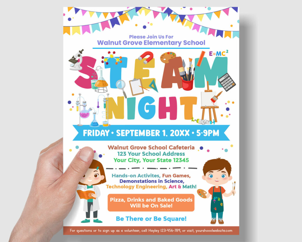Editable Stream Night Flyer, STEAM Fundraiser Flyer Template | Made By ...