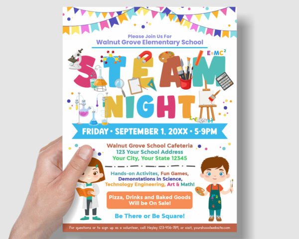 Editable Stream Night Flyer, STEAM Fundraiser Flyer Template | Made By ...