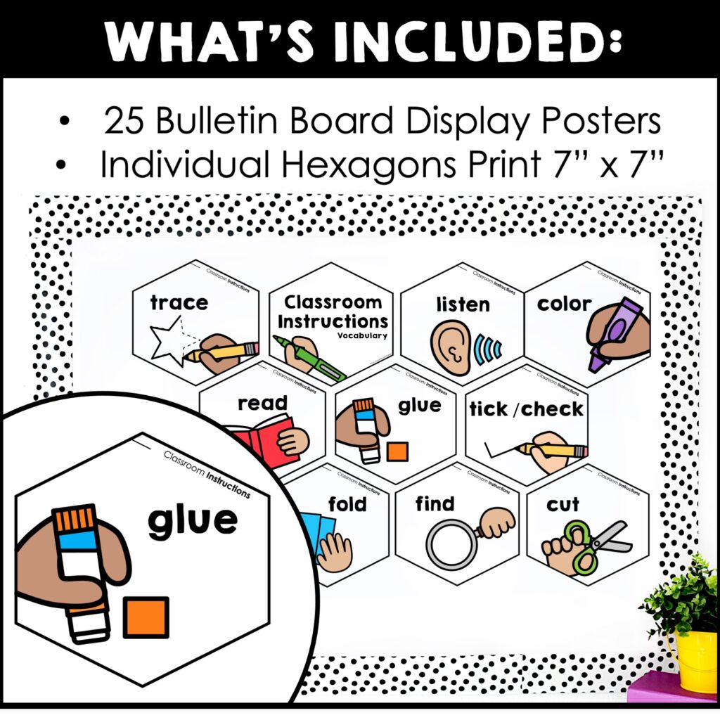 Classroom Instructions Posters ESL vocabulary word wall for bulletin ...