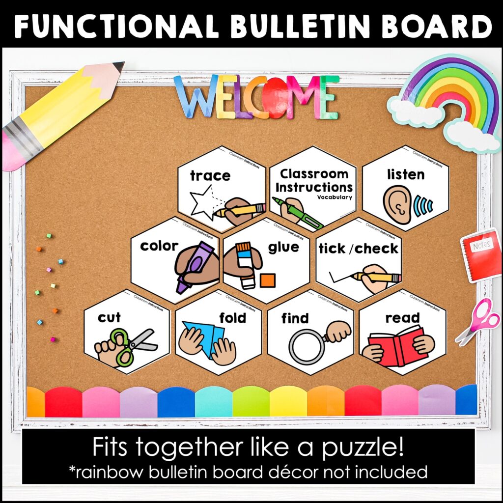 Classroom Instructions Posters ESL vocabulary word wall for bulletin ...