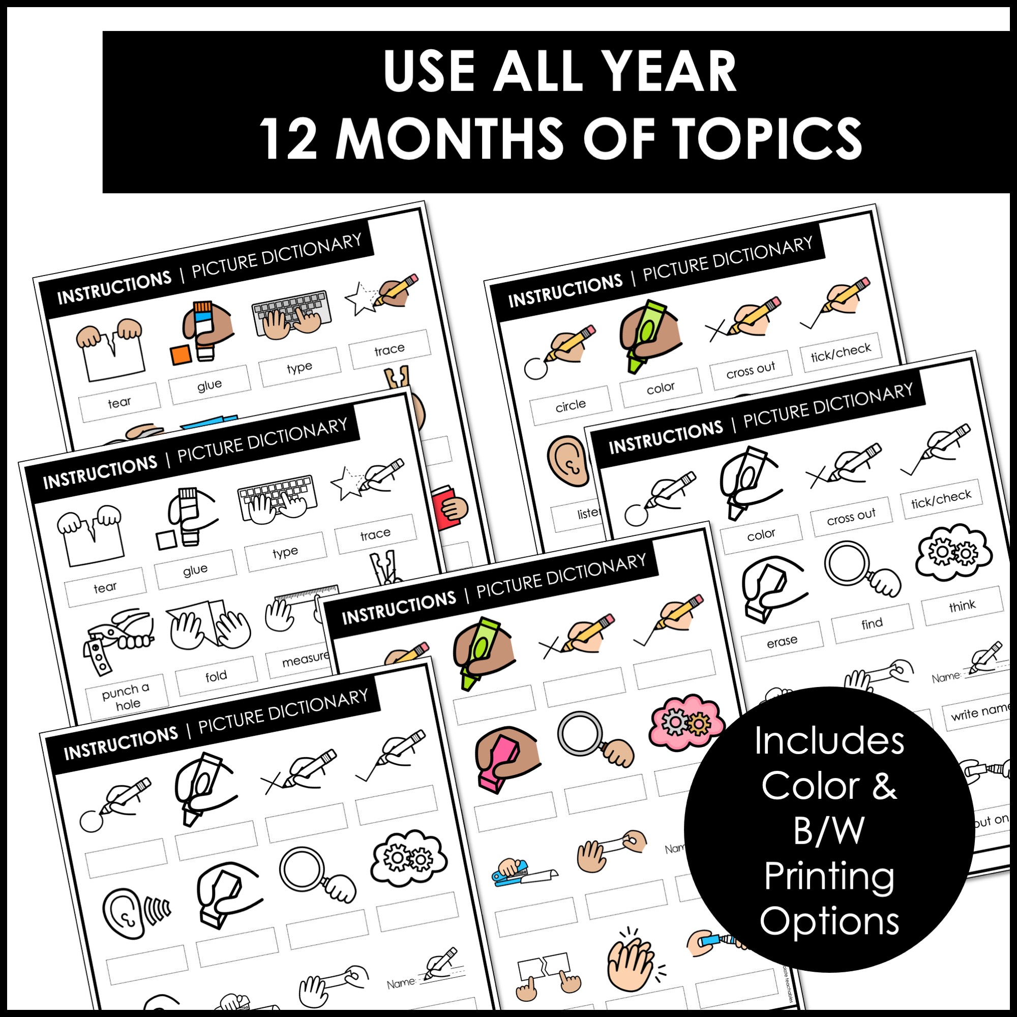 ESL Classroom Instructions Picture Dictionary | Vocabulary Notebook ...