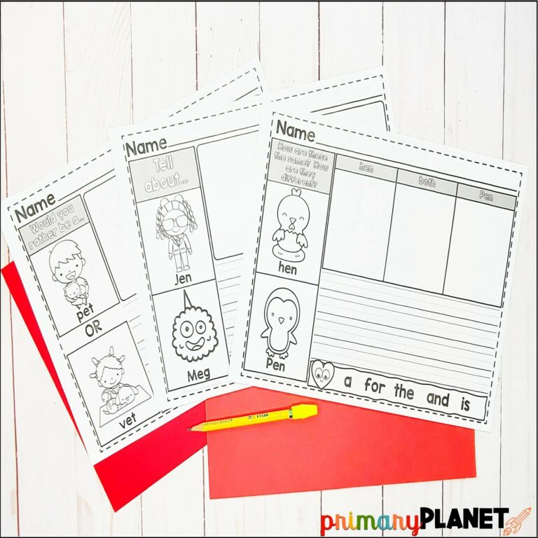 Short e Words CVC Phonics Writing Prompts with Pictures - SOR Aligned ...